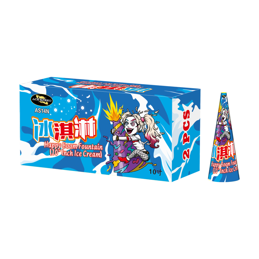 Happy Boom Fountain (10 Inch Ice Cream) - Firework Shop
